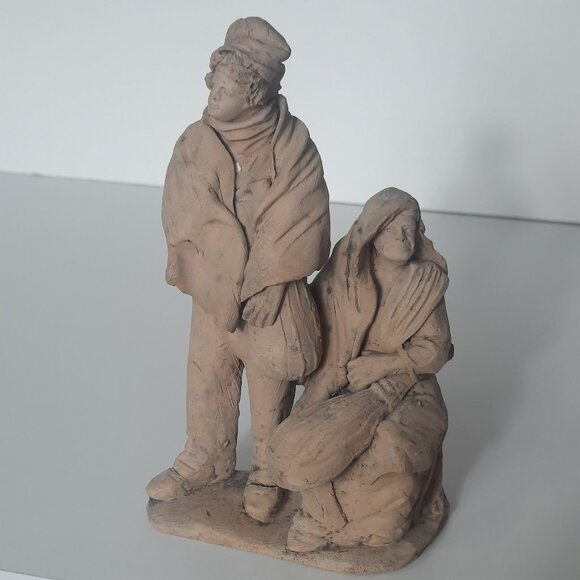 Artisan | Art | Vtg Clay Statue Old Man And Woman Figures Peasant Old ...